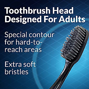 Charcoal Toothbrush 6 Pack, Natural Teeth Whitening Solution - Ultra Soft Tooth Brush - Gentle, Slim Brush Head - Black Toothbrushes for Adults Working Great with Activated Charcoal Toothpaste