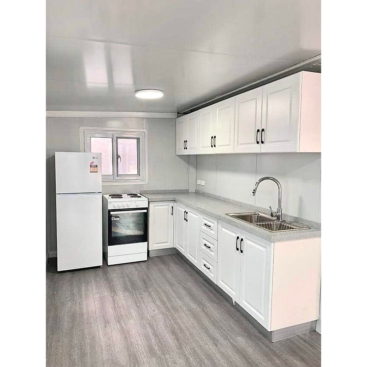 SAA Tiny Expandable Prefab House to Live in 1 Bathroom, 2 Rooms & 1 Kitchen- Foldable House, Container Home, Portable House, Tiny House for Small Family, Modular Guest House – 19 x 20 FT