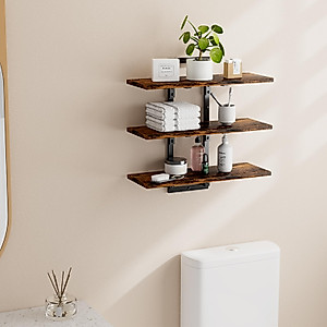PAPAGIFTREE 3 Tier Floating Shelves for Wall, 16 inch Floating Kitchen Shelves for Wall, Floating Shelves for Bathroom Wall, Industrial Display Shelf for Living Room, Bedroom
