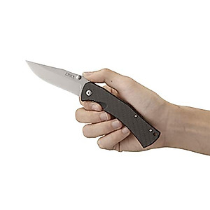 CRKT Xan EDC Folding Pocket Knife: Everyday Carry Plain Edge Folder with Frame Lock, Clip Point Blade with Bead Blast Finish, Carbon Fiber and G10 Handle 2085
