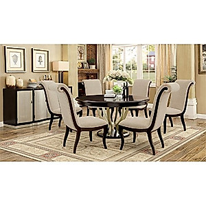 Furniture of America Gudrun Fabric Side Chair in Espresso and Beige (Set of 2)