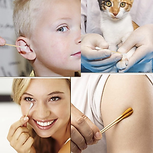 FOVURTE Bamboo Cotton Swabs 400 count, Organic Cotton Swab Round Tips, Natural Wooden Cotton Buds for Ears, Double Heads Ear Sticks Travel, Makeup Remover