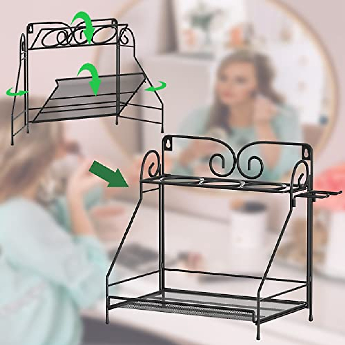 Hair Dryer Holder Hair Tool Organizer Hair Dryer Organizer and Curling Iron Holder for Dresser Brushes/Hair Straighteners/Styling Tools