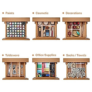 MaidMAX 15Pcs Drawer Dividers for Clothes Adjustable Drawer Organizer for Underwear Makeup Kitchen Utensils Tools 16” x 2.7” DIY Dresser Drawer Separators Organizers for Bedroom Kitchen Office