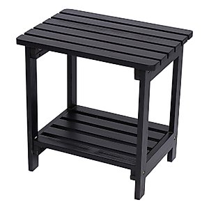 Shine Company 4114BK Providence Rectangular Adirondack Outdoor Side Table | Wood Accent Table for Indoor/Outdoor – Black