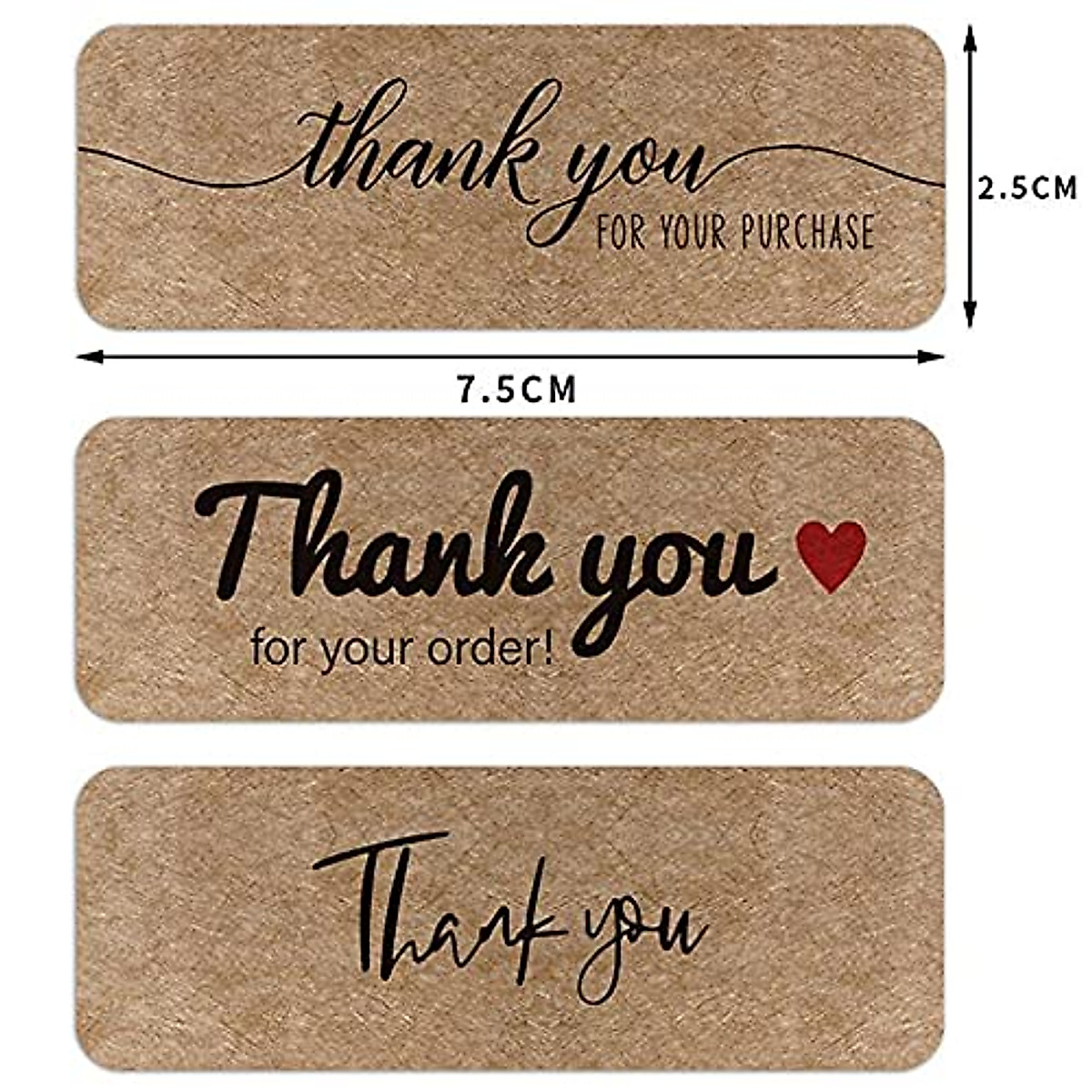 Thank You Rectangular Sticker Roll, Kraft Paper Thank You Label Stickers, 360 Pcs 3 x 1 inch Unique Designed Labels for Envelope Packaging Bags and Handmade Products by HubHnb