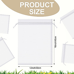 Kacctyen 200 Pcs Large Organza Bags White, 12 x 16 Inch Mesh Gift Drawstring Pouches Mesh Gift Bags Jewelry Pouch Party Wedding Favor Candy Bottle Sample Display Bag
