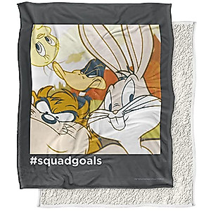 Looney Tunes Blanket, 50"x60", Squad Goals Sherpa Back Super Soft Throw