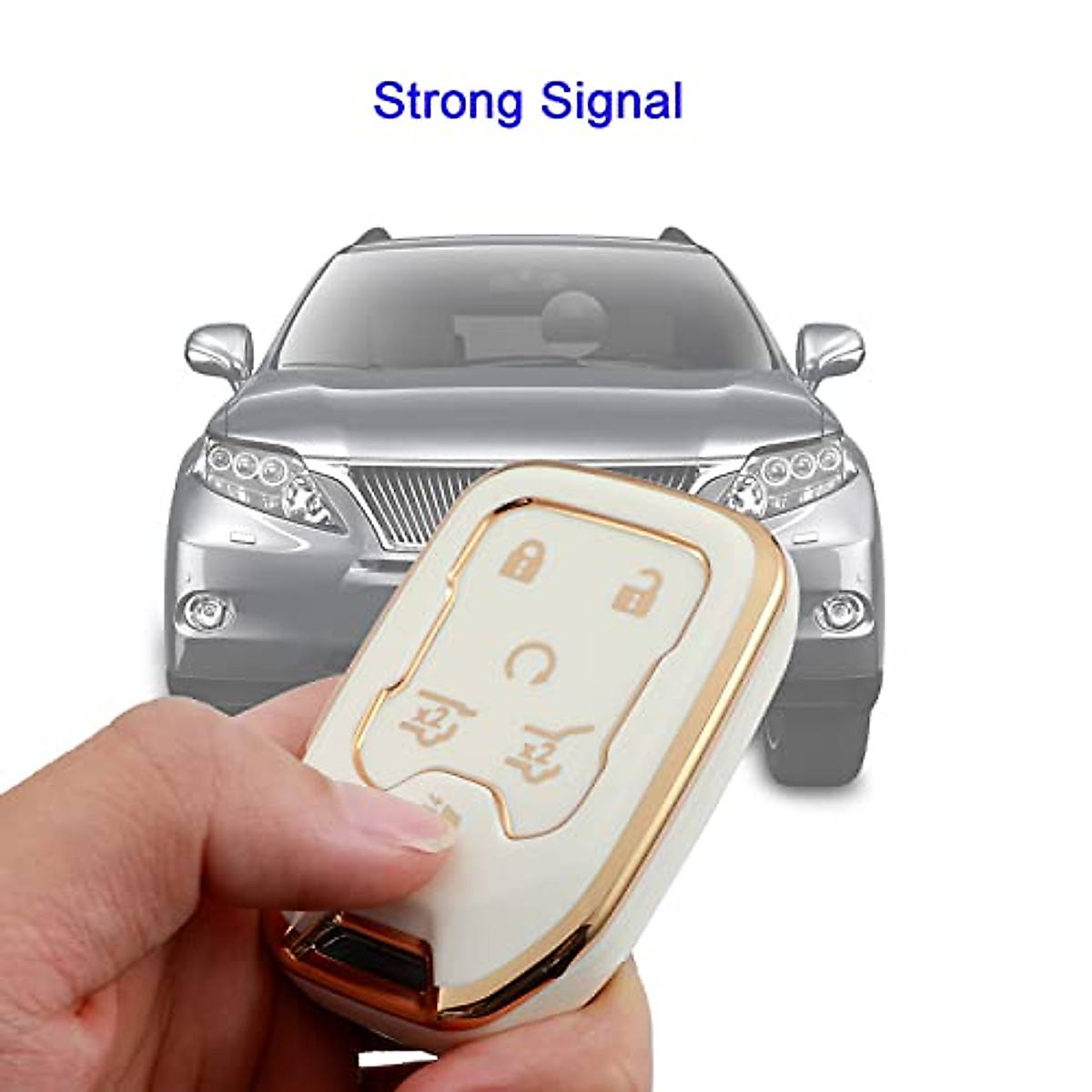 Guibuhuse TPU Protector Key Fob Cover Fit for 2015-2020 GMC Yukon/Yukon XL Chevy Suburban Tahoe (HYQ1AA)