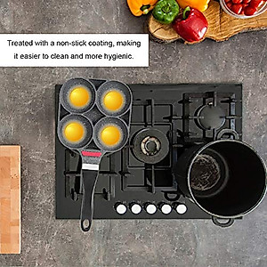 Household Kitchen Breakfast Pancake,Eye Pan Kitchen Breakfast Pancake Cooking Pan Aluminum Frying Pan Mold for Egg Hamburger with Handle(Open Flame)