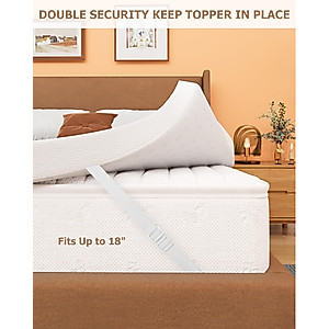 Zenzy 3" Full Waterproof Mattress Topper Cover, [100% Waterproof] [Ultra-Soft] Cover for Mattress Topper, Washable & with Adjustable Straps, Oeko-TEX Certified [Only Cover]- White