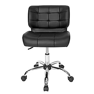 Calico Designs Modern Black Crest Armless Office Chair Swivel Task Chair Desk Chair Computer Chair, Black,