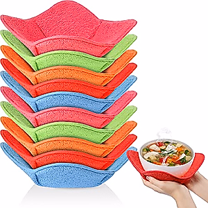 10 Pieces Plate Holders Microwave Safe Hot Bowl Holders for Soup, Food, Meals (Colorful, Classic Style)