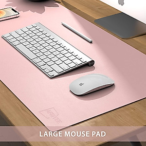 AFRITEE Desk Pad Protector Mat - Dual Side PU Leather Desk Mat Large Mouse Pad Waterproof Desk Organizers Office Home Table Decor Gaming Writing Mat Smooth (Rose Pink/Silver, 31.5" x 15.7")