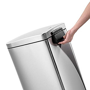 QUALIAZERO 10.6Gal Heavy Duty Hands-Free Stainless Steel Office/Kitchen Step Trash Can, Fingerprint-Resistant Soft Close Lid Trashcan, 40L / 10.6 GAL