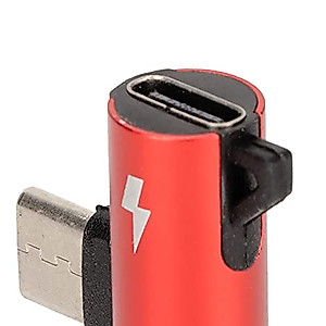 Sanpyl 2Pcs USB C to 3.5mm Audio Adapter, 2 in 1 Type C to 3.5mm Headphone and Charger Adapter ABS Audio Jack Charging Cord for Tablet PC Phones Red