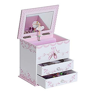 White Illustrated “Angel” Girl’s Musical Twirling Ballerina Ballet Shoes Jewelry Box by Mele & Co.