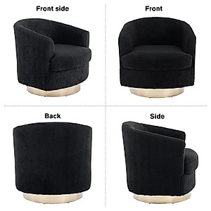 Dxacvkc 30.7" W Boucle Chair Swivel Barrel Chair Comfy Round Accent Sofa Chair for Living Room, 360 Degree Club Chair, Leisure Arm Chair for Nursery/Bedroom/Living Room/Lounge Hotel/Office, Black