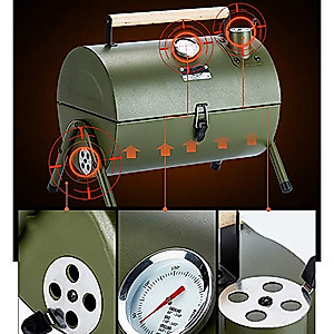 Charcoal Grill Barbecue Portable BBQ - Portable Wood Pellet Grill with Thermometer Tabletop Outdoor Smoker BBQ for Picnic Garden Terrace Camping Travel 16.53''x11.41''x14.56''