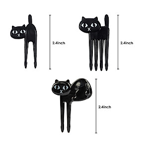 ICYANG Black Cat Food Picks for Fruit Cocktail Picks Bento Lunch Box Forks Decor Party Accessories Palillos Decorativos Comida Cute Animal Reusable Small 12 Pieces