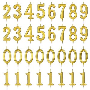 32 Pieces Number Birthday Candles Gold Cake Candles Number 0-9 Cake Decoration for Birthday Ten-Year Milestone Anniversary Wedding Party Celebration (Gold)