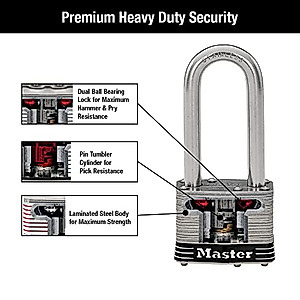 Master Lock 5SSQLJ Stainless Steel Outdoor Padlock with Key, 4 Pack Keyed-Alike, Silver