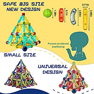Kids Magnetic Blocks Toys, STEM Learning Educational Construction Toddler Toys for Age 3 4 5 6 Boys and Girls, Magnet Building Tiles Balls and Rods Set Ages 4-8, Preschool Montessori Sensory Gifts