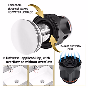 Bathroom Sink Drain Kit, with Flexible Expandable P-Trap Sink Drain Pipe, Fits 1-1/4",1-1/2" and 2'' Drain Hole, Built-in Anti-Clogging Stopper, Anti-Odor Bathroom Sink Drain