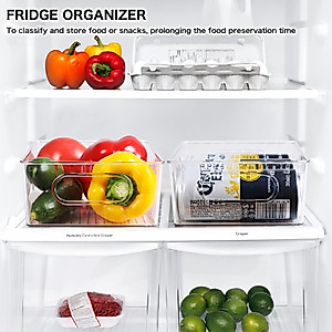 shopwithgreen Refrigerator Organizer Bins with Pull-out Drawer, Drawable Clear Fridge Drawer Organizer with Handle, Plastic Kitchen Pantry Storage Containers