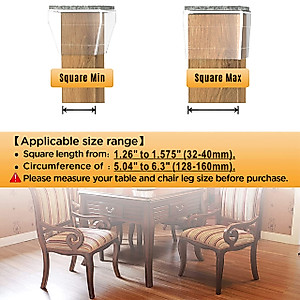 Square Chair Leg Protectors for Hardwood Floors,16 Pcs Silicone Felt Furniture Legs Caps to Prevent Floor from Scratches and Reduce Noise, Easy to Move,1.26-1.57",Clear.