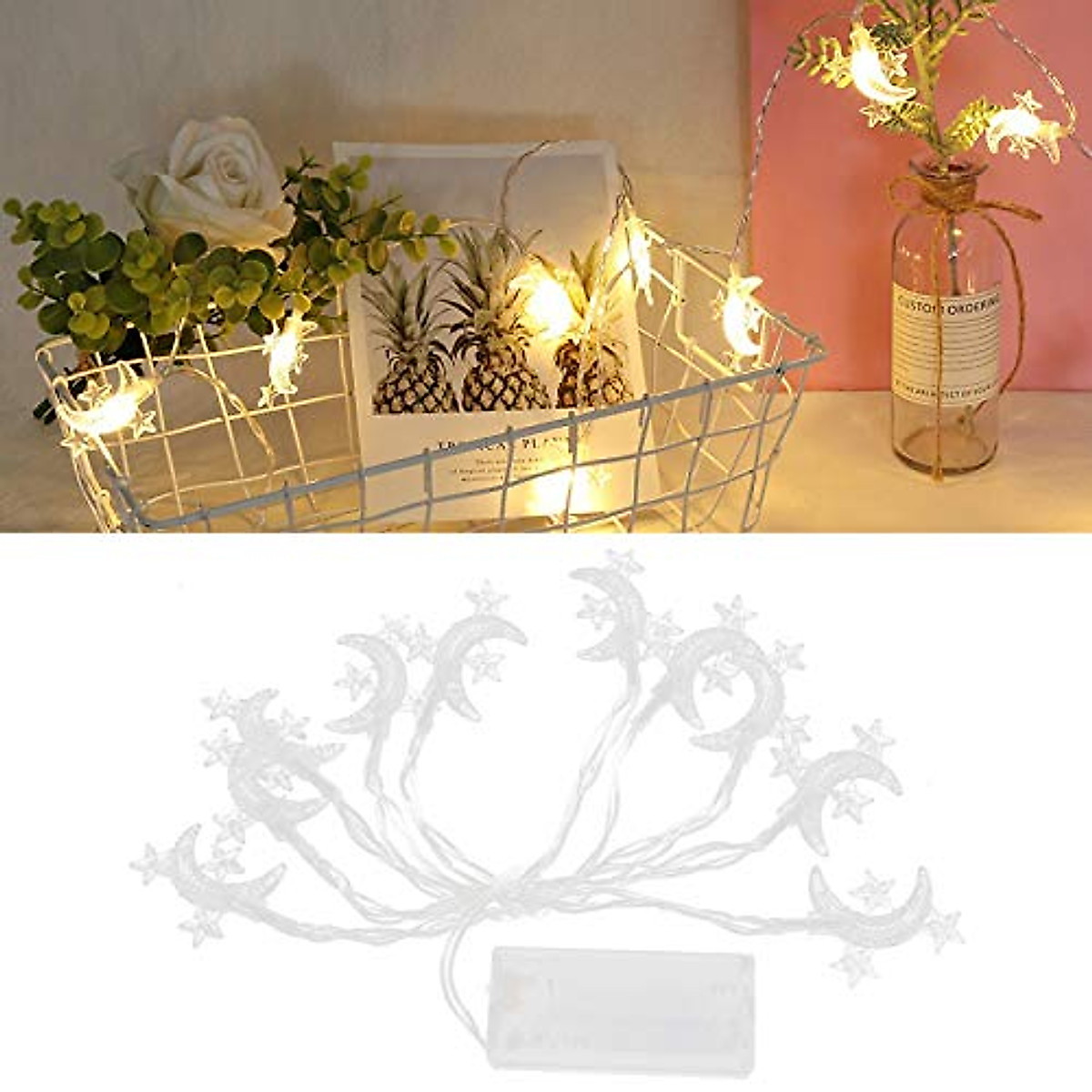 Diydeg Lamp String, 3Pcs 10LED Light String, Simple and Convenient Romantic and Relaxing Moon Star Pendant for Home Decoration, Garden Lighting Indoor and Outdoor