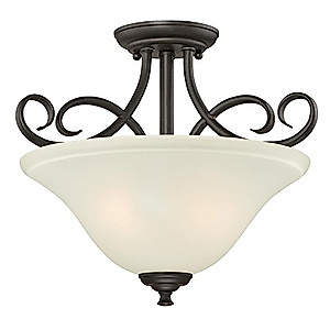 Westinghouse 6306500 Dunmore Two-Light Indoor Semi-Flush, Oil Rubbed Bronze Finish with Frosted Glass, 2, White,Black