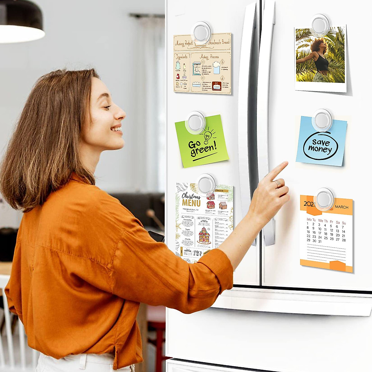 VNDUEEY 45 Pcs Round Whiteboard Magnets, Fridge Magnet, Dry Board Refrigerator Magnets, Magnets Fridge Decorative, Small Magnets Teacher Supplies for School, Home, Office(Clear, 3cm/1.18in)