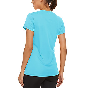TACVASEN UV Protection Shirts for Women Summer Crewneck Tops UPF 50+ Sun Protection Short Sleeve T Shirt, Ice Blue, XL