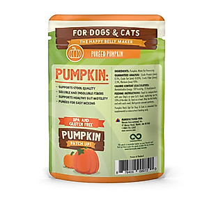 Weruva Pumpkin Patch Up!, Pumpkin Puree Pet Food Supplement for Dogs & Cats, 2.80oz Pouch (Pack of 12)