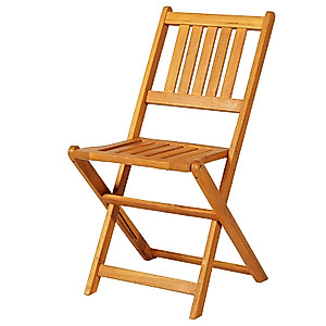 Outsunny 3-Piece Acacia Wood Bistro Set, Folding Patio Furniture with 2 Folding Chairs and Round Coffee Table, Teak, Slatted Finish, for Backyard, Balcony, Deck, Natural