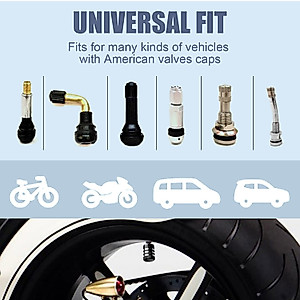 Tire Valve Stem Cap Cover - (5 Pack) Tire Air Caps Metal with Plastic Liner Corrosion Resistant Leak-Proof for Car Truck Motorcycle SUV and Bike Black