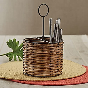 Split P Natural Cane Boho Utensil Caddy