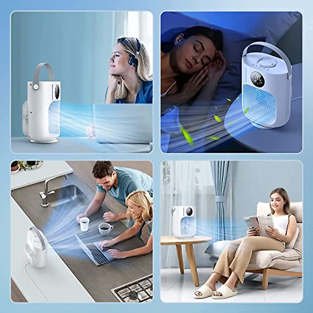 Portable Air Cooler Fan - HiAir Desktop Air Cooling Fan Evaporative Air Cooler, 3S Fast Cooling & Super Quiet, Bedroom Cooler with Large Water Capacity, Easy Use Mini Air Conditioner for Home Bedside