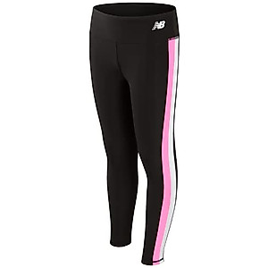 New Balance Girls' Legging Set - 4 Piece Short Sleeve T-Shirt and Leggings Set (7-16), Size 7-8, Black/Pink