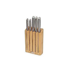 Joseph Joseph Elevate Kitchen Knives 5-Piece Set, Japanese Stainless Steel, Slimline Bamboo Knife Block