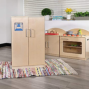 Flash Furniture Hercules Children's Wooden Kitchen Refrigerator for Commercial or Home Use - Safe, Kid Friendly Design, Natural
