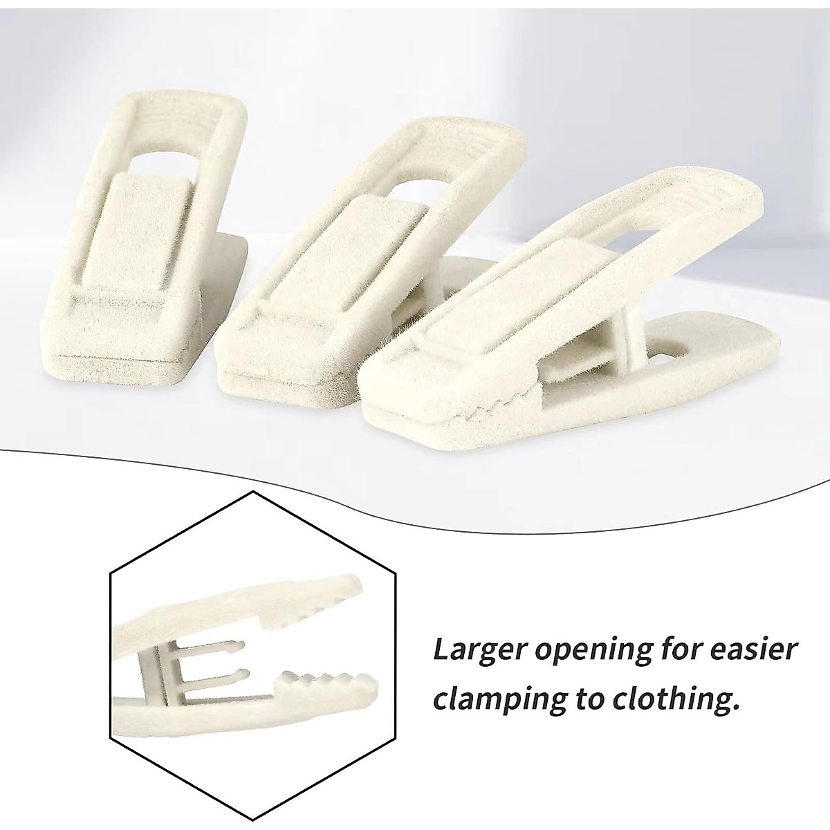 Velvet Hangers Clips, 20 Pack Beige Pants Velvet Clips, Clothes Hanger Clip Strong Finger Flocked Clips Fit for Ivory Velvet Hangers