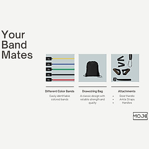 MOJCO Suspension Resistance Bands 11PCS Stackable Resistance Bands Set Workout Exercise Yoga Workout Fitness Training Tubes - 100 lbs