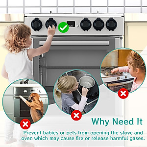 Stove Knob Covers for Child Safety,AOSITE 5 Pack Upgraded Gas Knob Covers for Kids Stove Guard with Strong Adhesive, Durable Design Childproof Oven Knob Locks for Babies and Pets,No Screws or Drill