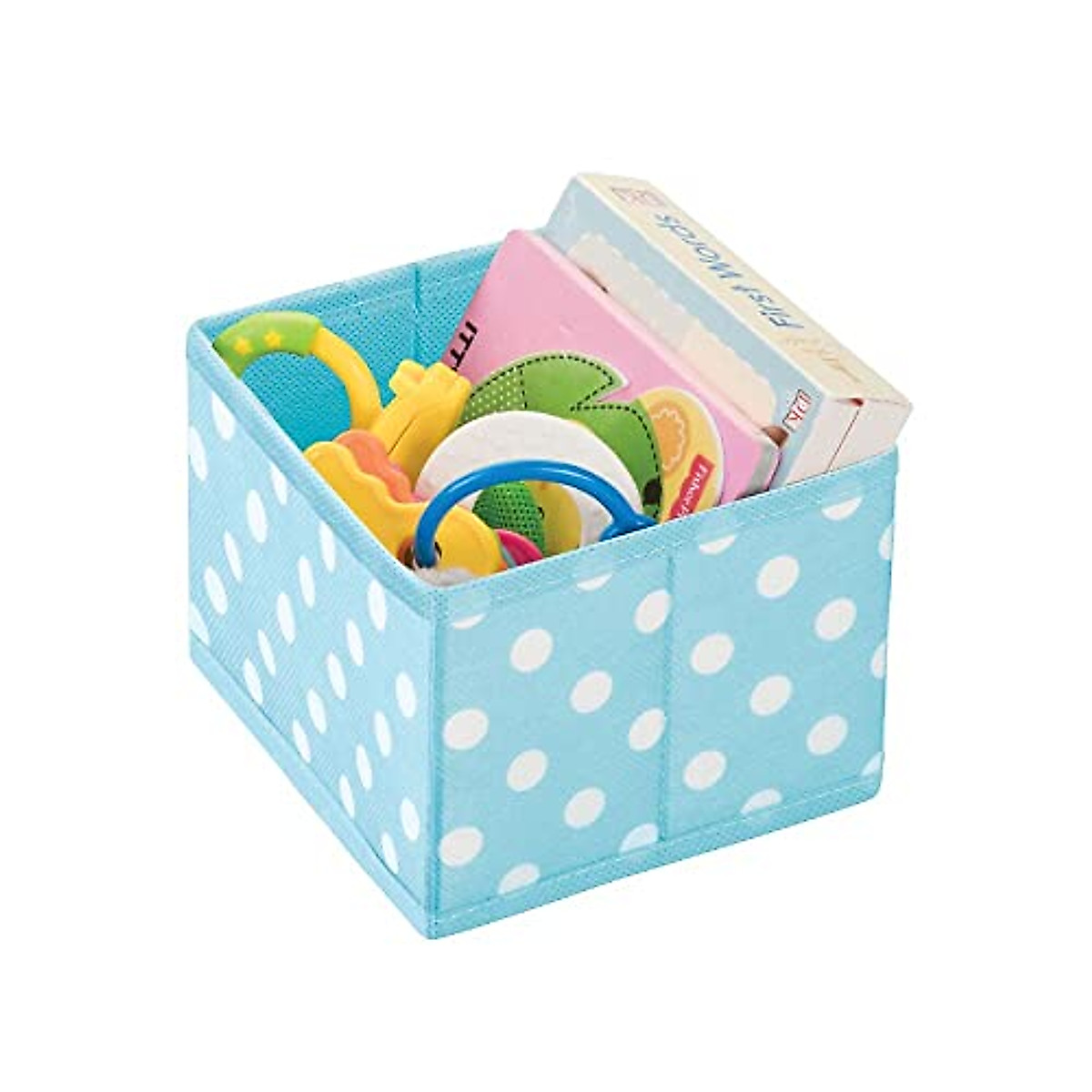 mDesign Soft Fabric Polka Dot Dresser Drawer and Closet Storage Organizer, Bin for Child/Kids Room, Nursery, Playroom, Bedroom, 12 Pack - Turquoise Blue/White