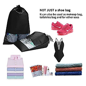 SPIKG 10 pcs Shoe bags for Travel Storage Dust-Proof Drawstring with Window (Black)