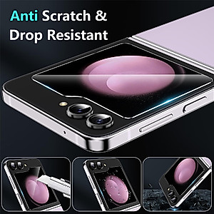 YWXTW [Upgraded Alignment Tray for Samsung Galaxy Z Flip 5 Screen Protector, 2 Pack Front Tempered Glass Screen Protector+2 PCS Camera Lens Protector, Case Friendly & Anti Scratch