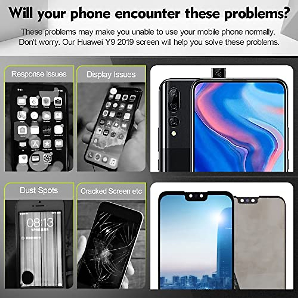 Ocolor Screen for Huawei Y9 2019 Enjoy 9 Plus Screen Replacement for Huawei Y9 2019 JKM-LX1 JKM-LX2 JKM-LX3 LCD Display Touch Digitizer Assembly