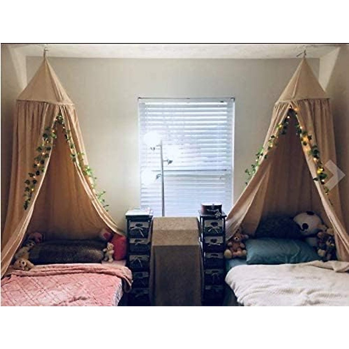 Yosoo Baby Bedding Round Dome Bed Canopy Kids Play Tent Hanging Mosquito Net Curtain for Baby Kids Reading Playing Sleeping Room Decoration, Khaki